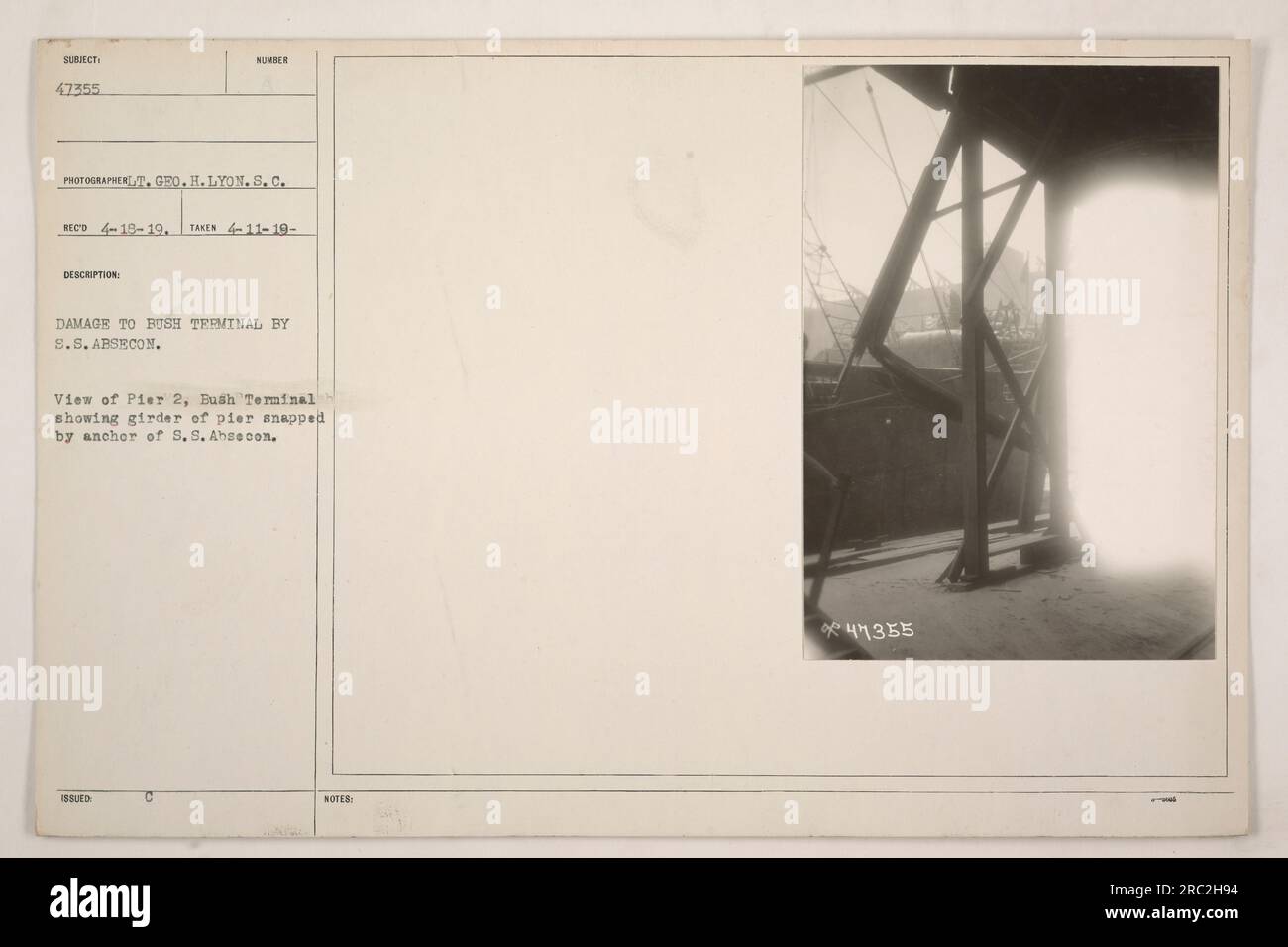 Pier 2 at Bush Terminal sustained significant damage when the anchor of ...