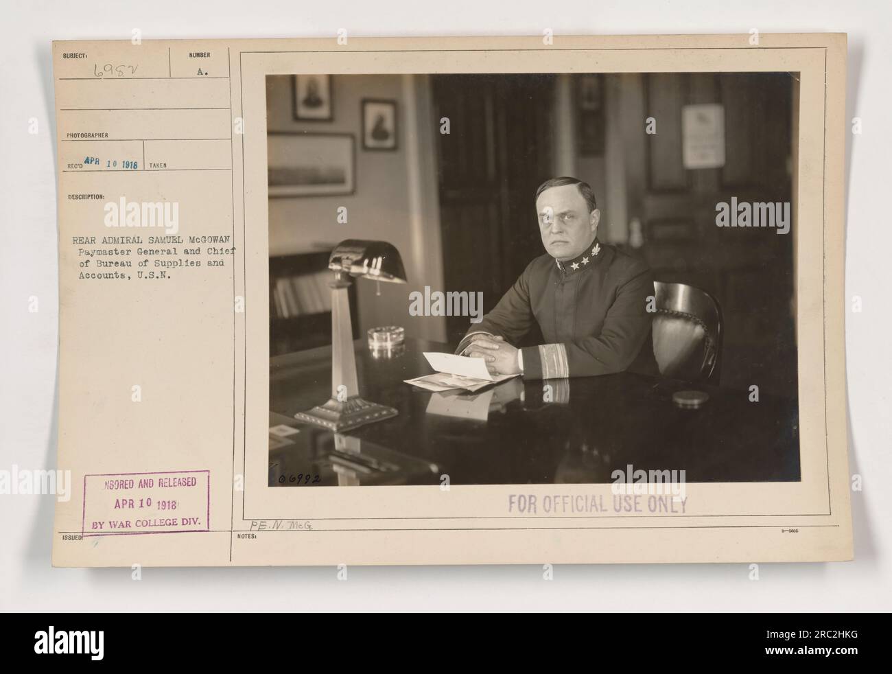 Rear Admiral Samuel McGowan, Paymaster General and Chief of Bureau of ...