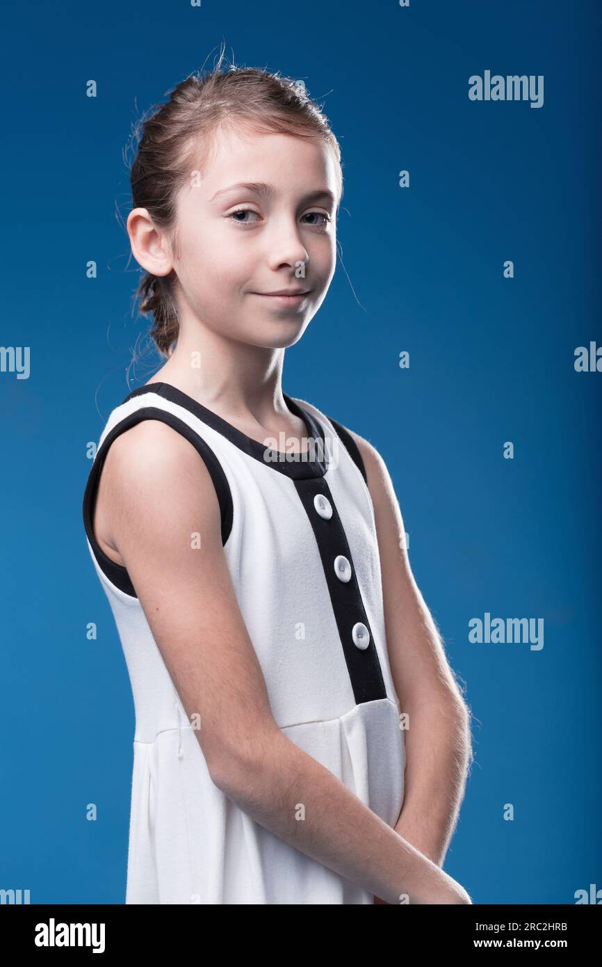 Girl in black and white, formal portrait evokes classic school albums ...
