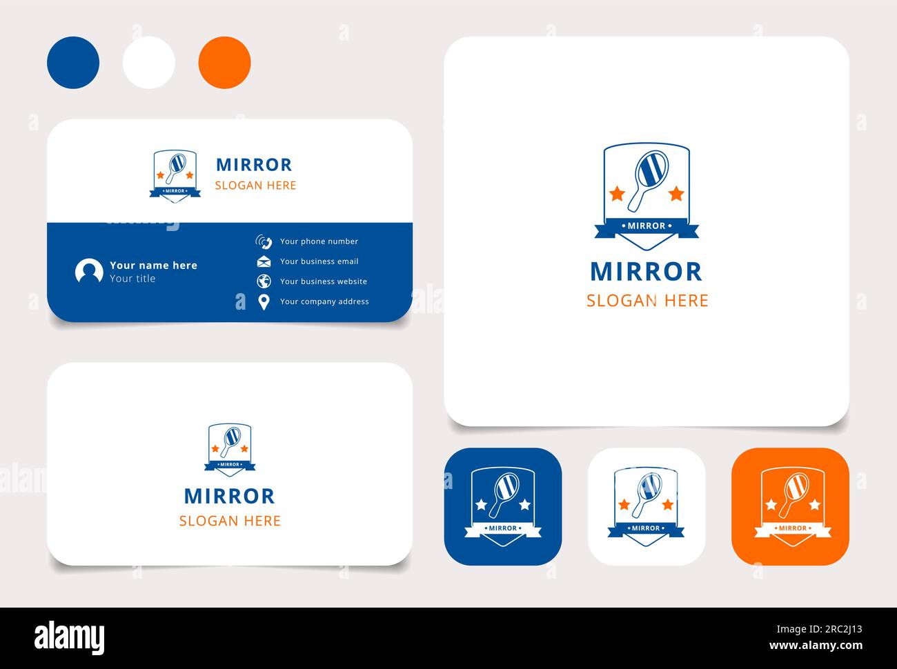 Mirror logo design with editable slogan. Branding book and business ...