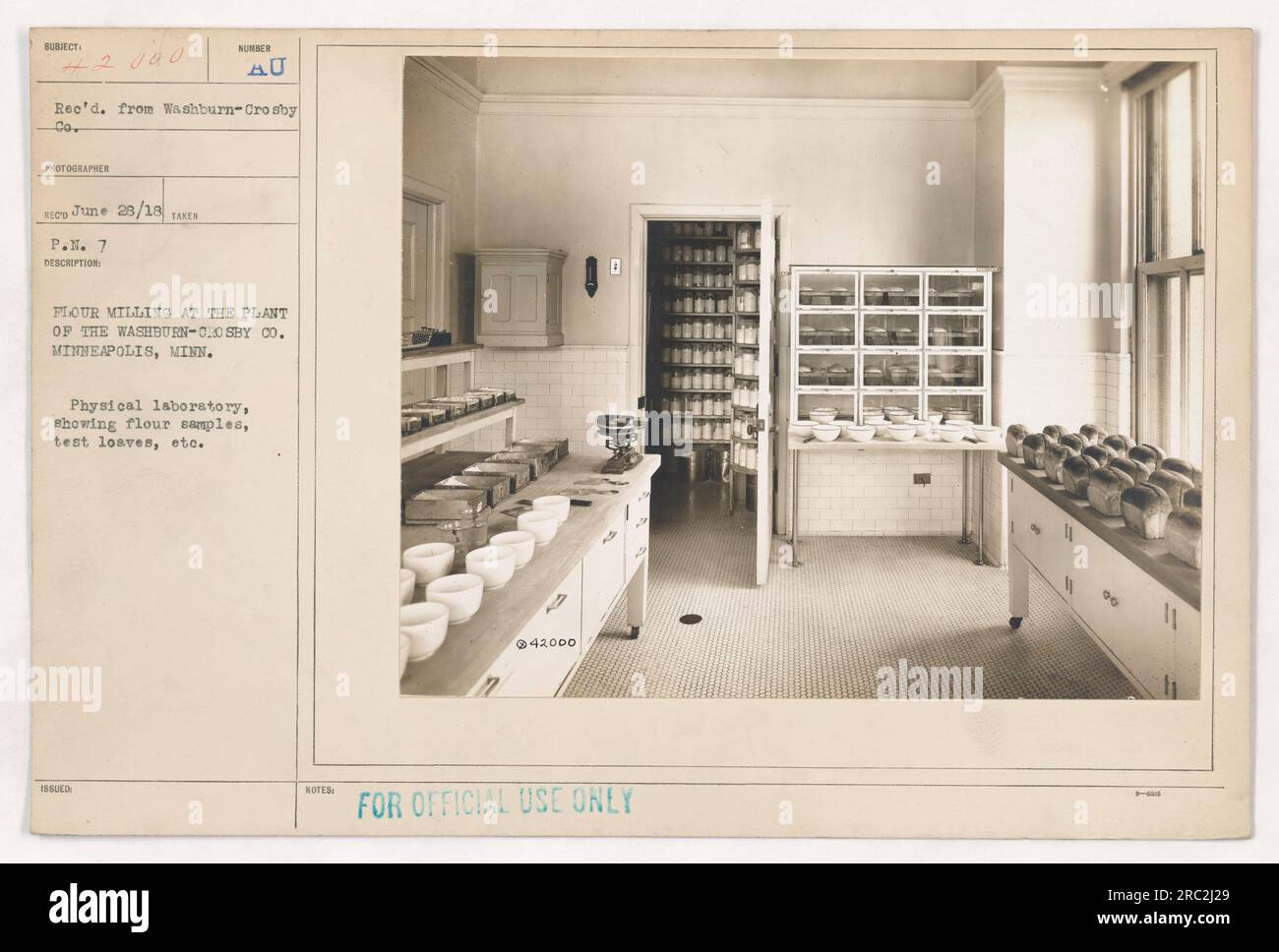 The photograph shows the physical laboratory at the Washburn-Crosby Co ...