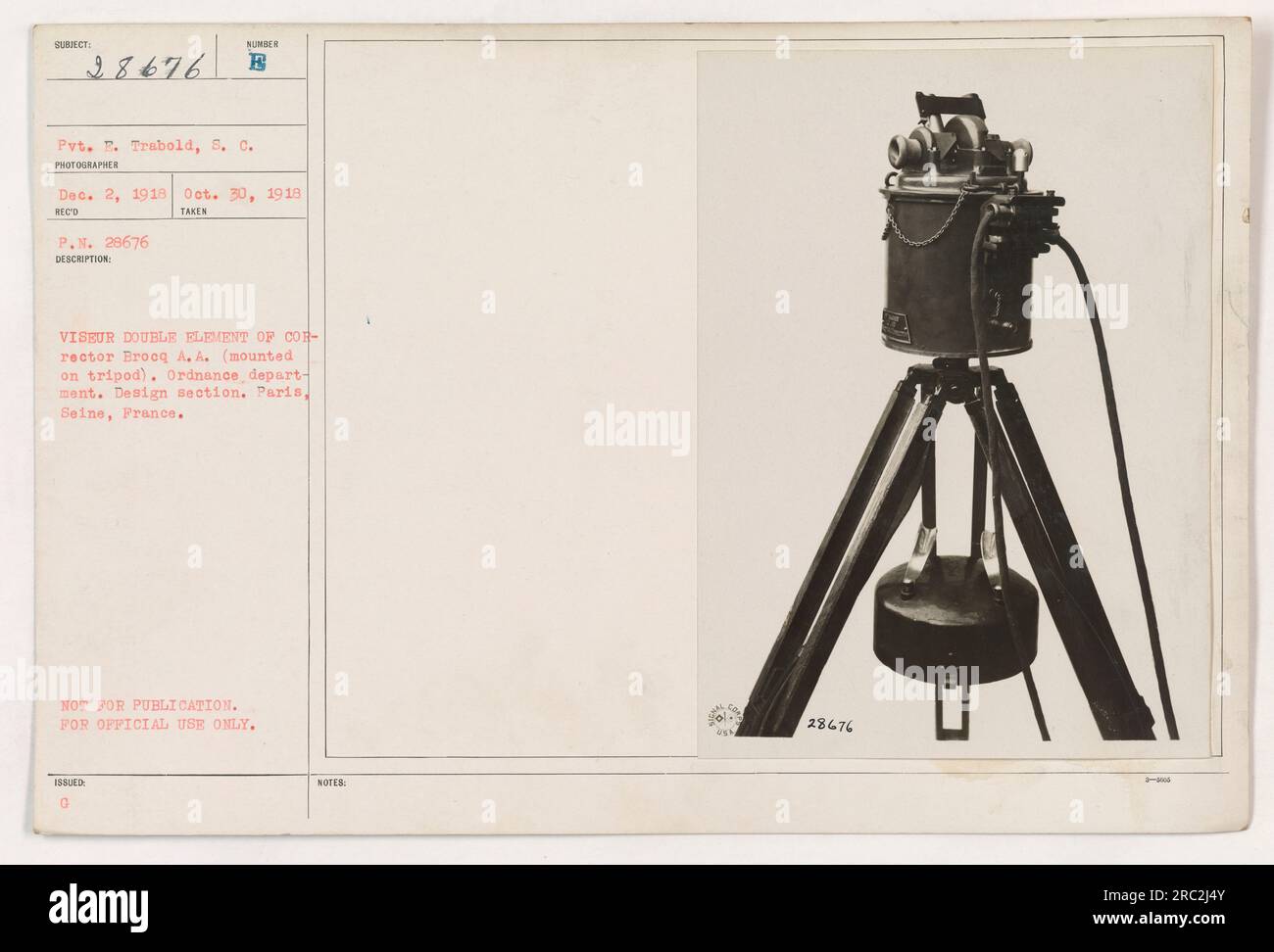 Pvt. E. Trabold of the Signal Corps is seen in this photograph taken on ...