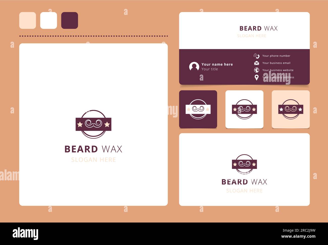 Beard wax logo design with editable slogan. Branding book and business ...