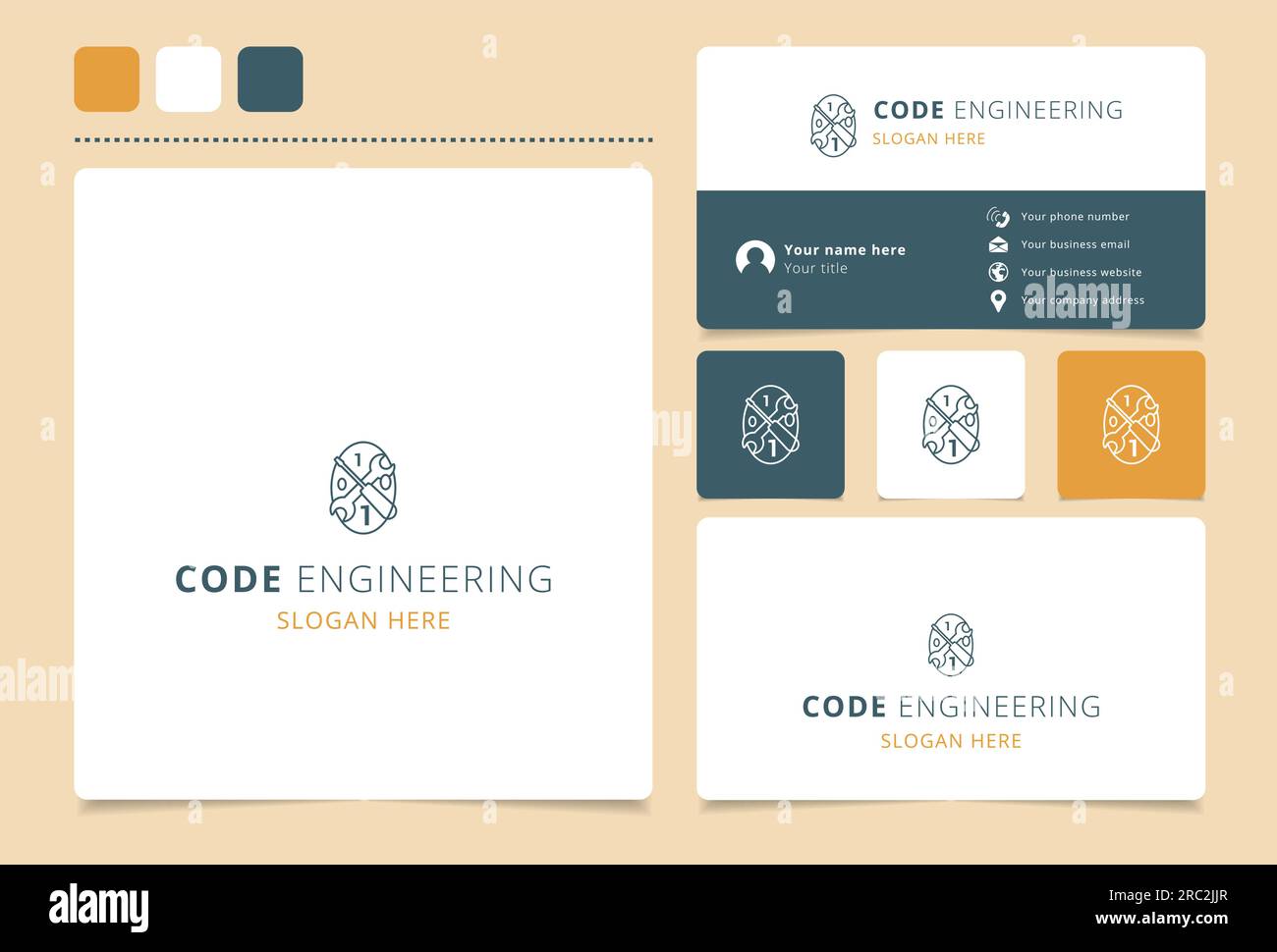 Code engineering logo design with editable slogan. Branding book and ...