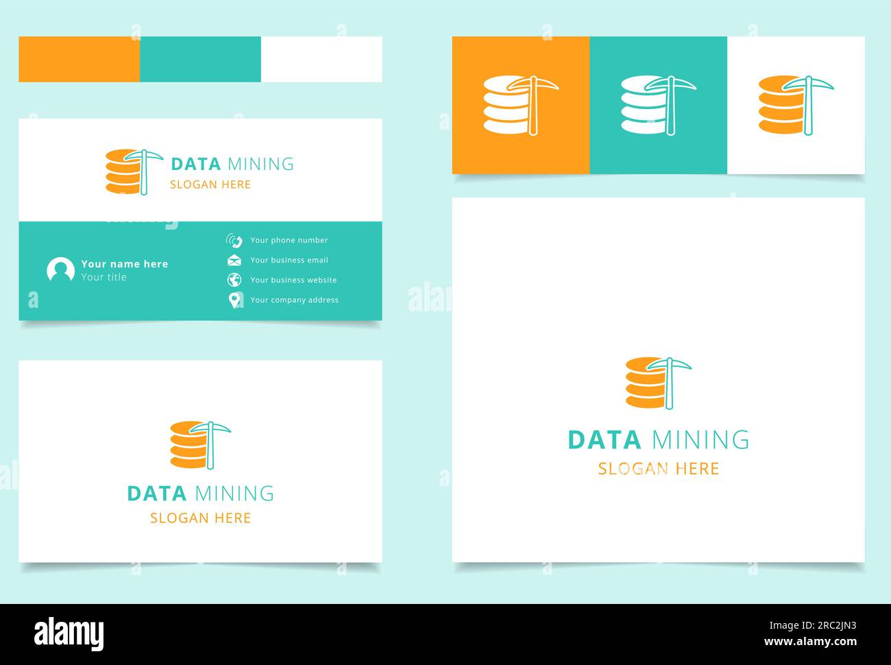 Data mining logo design with editable slogan. Branding book and ...