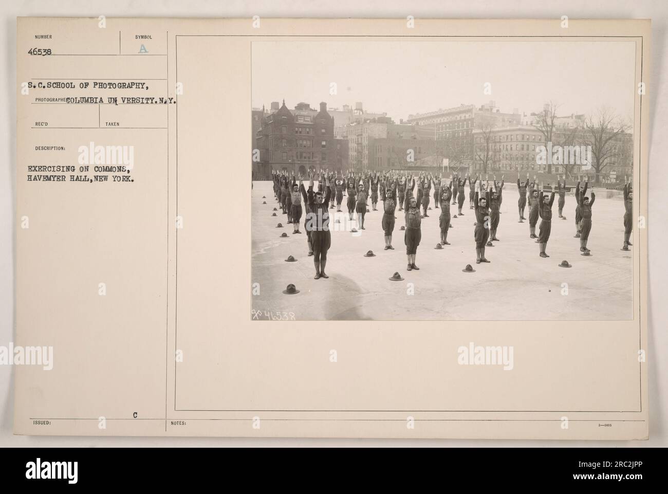 Soldiers participating in daily exercise routines on the Commons area ...