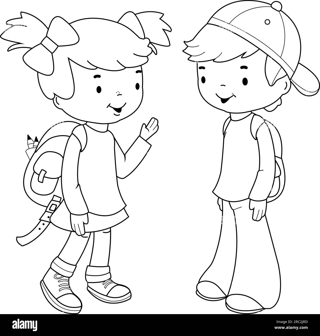 School students cartoon Black and White Stock Photos & Images - Alamy