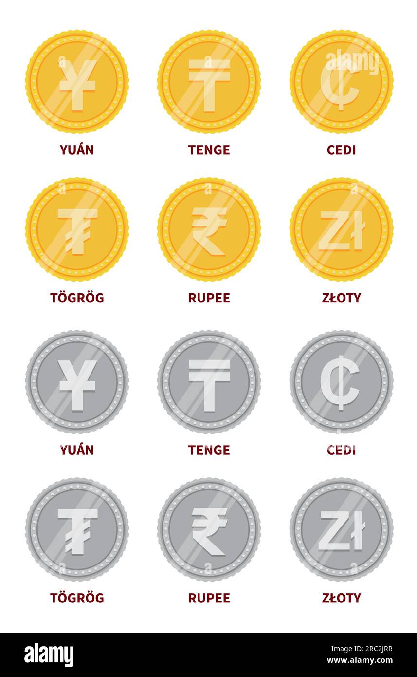 Vector gold and silver coins with money signs Stock Vector Image & Art ...