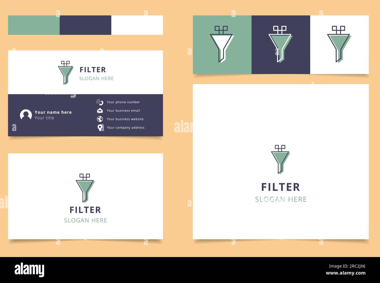 Filter logo design with editable slogan. Branding book and business ...