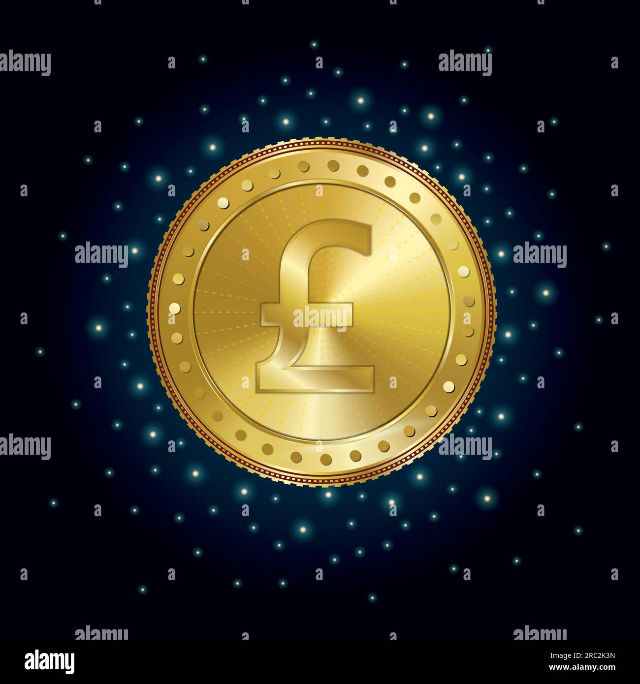 Beautiful golden coin with pound sign on dark background Stock Vector ...
