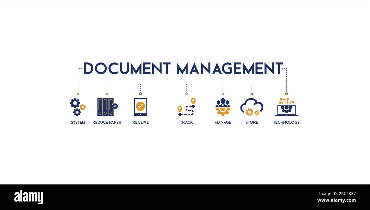 Banner document management vector illustration concept with the icon of ... Banner document management vector illustration concept with the icon of ...