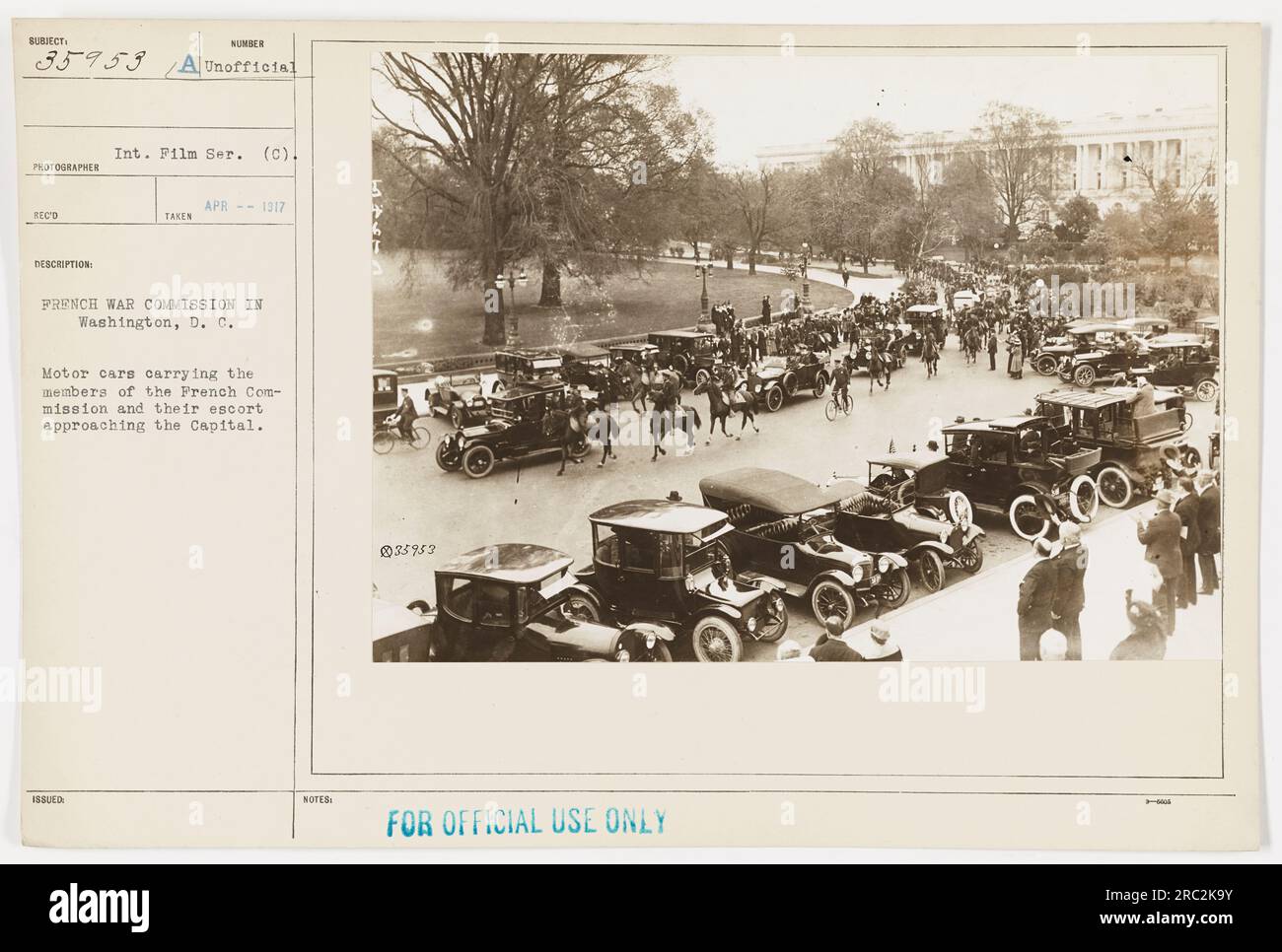 A motorcade carrying members of the French War Commission and their ...