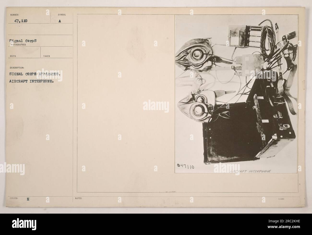 Signal Corps apparatus seen in the photograph is an aircraft interphone ...