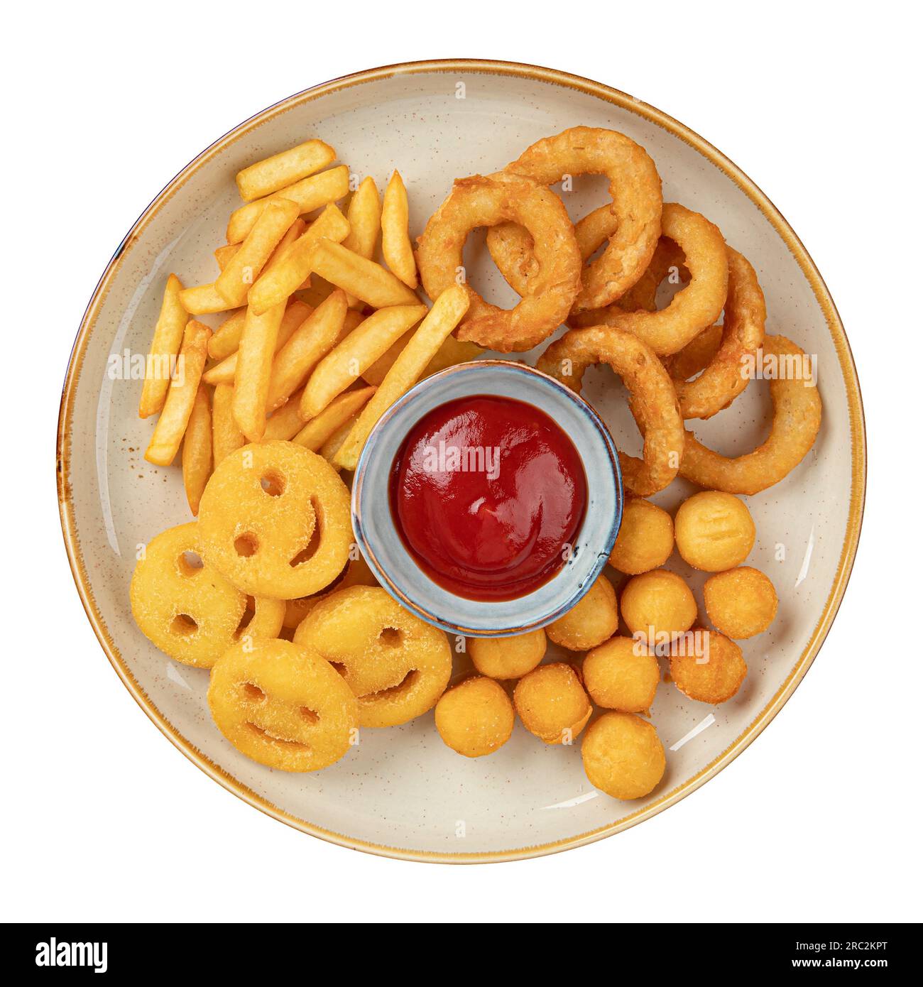 Portion of assorted snack plate with ketchup Stock Photo - Alamy