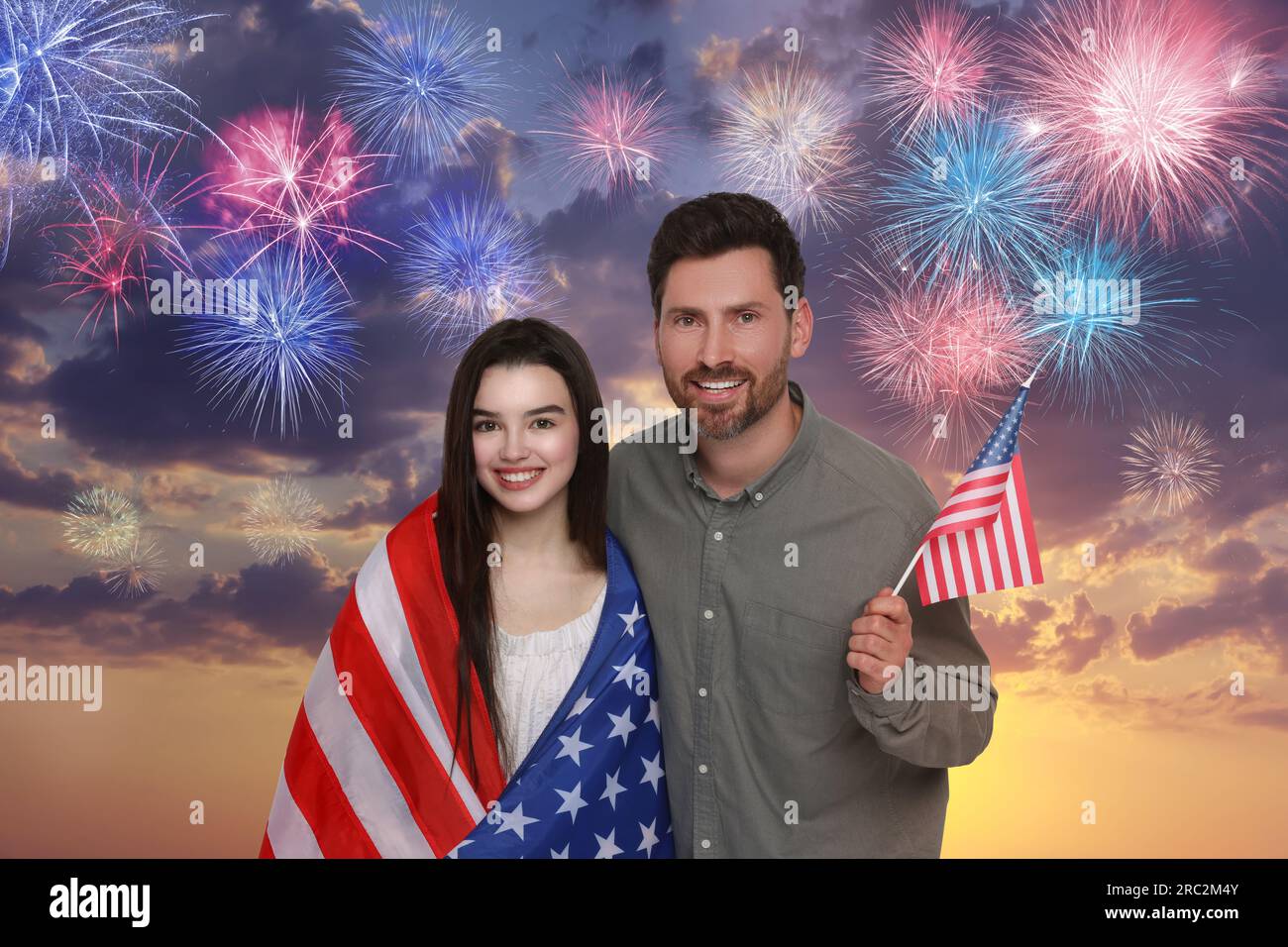 4th of July - Independence day of America. Happy father and his ...