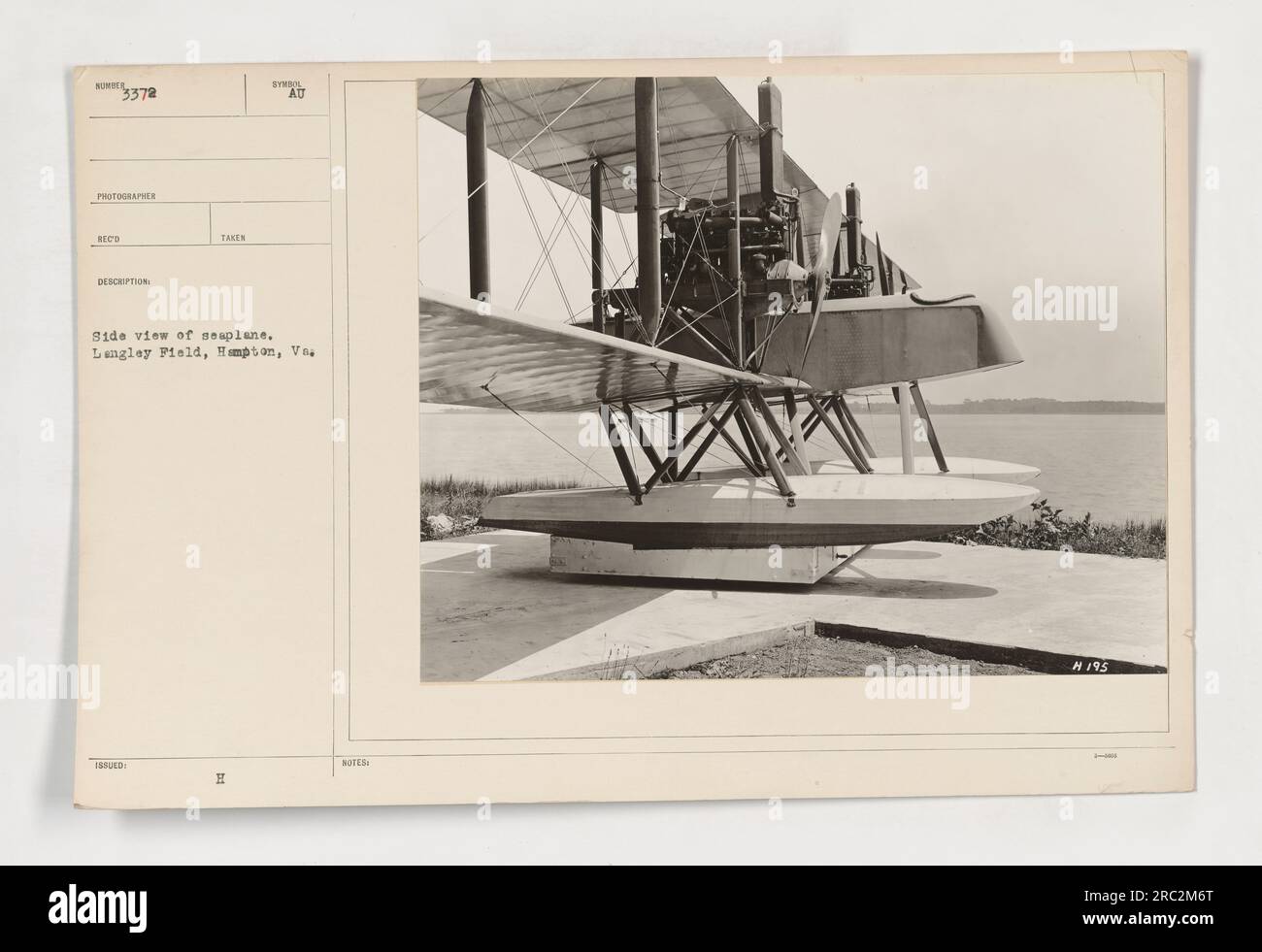 Side view of a seaplane at Langley Field in Hampton, Virginia. This ...