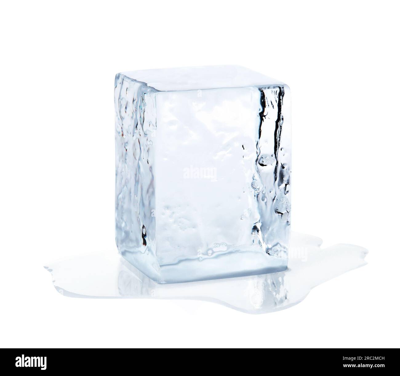 One crystal clear ice cube isolated on white Stock Photo - Alamy
