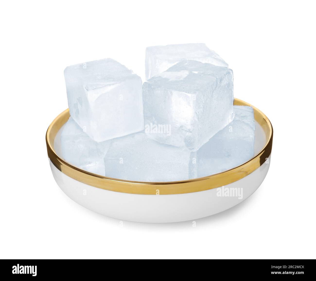 Bowl of crystal clear ice cubes isolated on white Stock Photo - Alamy