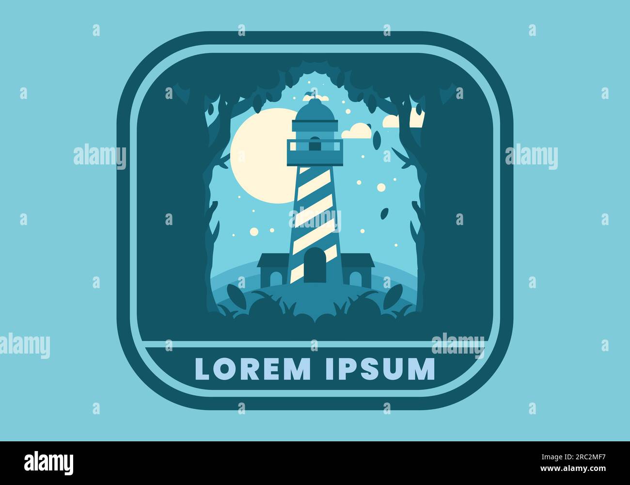 Colorful flat illustration design of lighthouse in the forest Stock ...