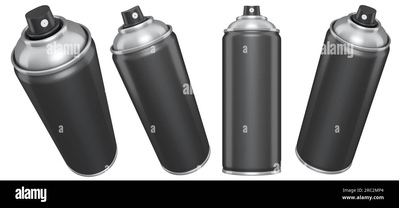 Set of cans of spray paint isolated on white background. 3d render ...