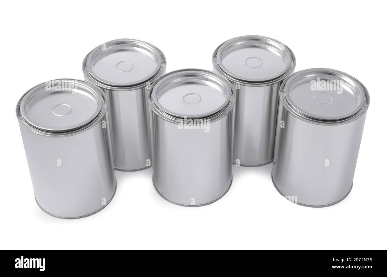 Many cans of paints on white background Stock Photo - Alamy