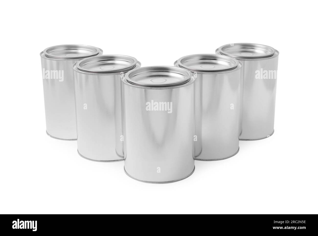 Many cans of paints on white background Stock Photo - Alamy