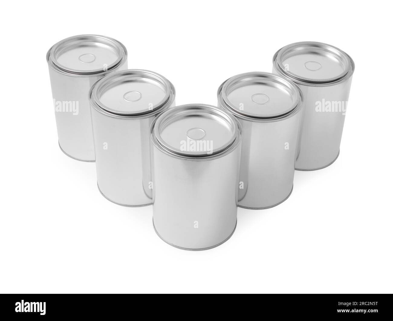 Many cans of paints on white background Stock Photo - Alamy
