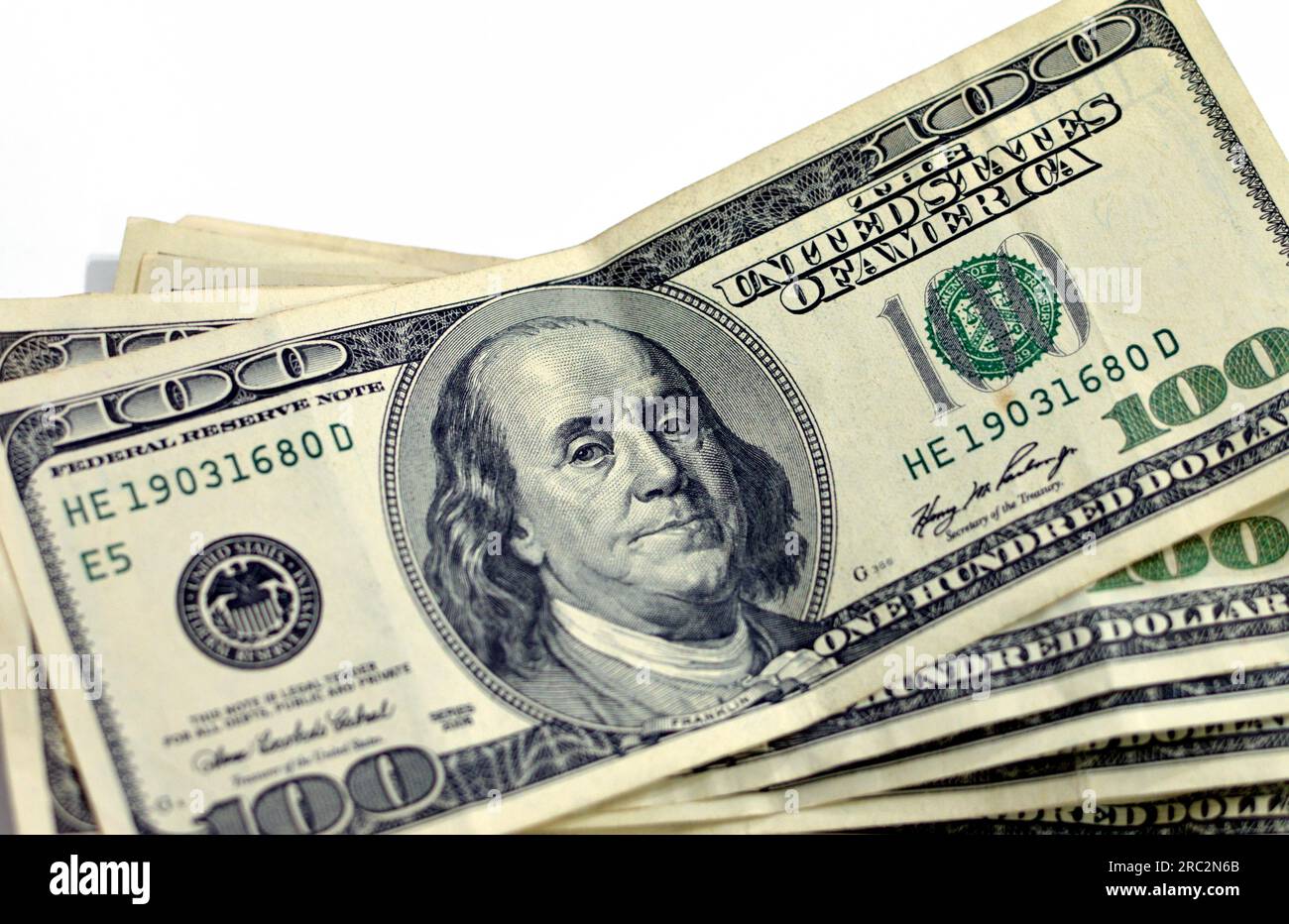 100 one hundred dollar banknote currency cash money old series with the portrait of president ...