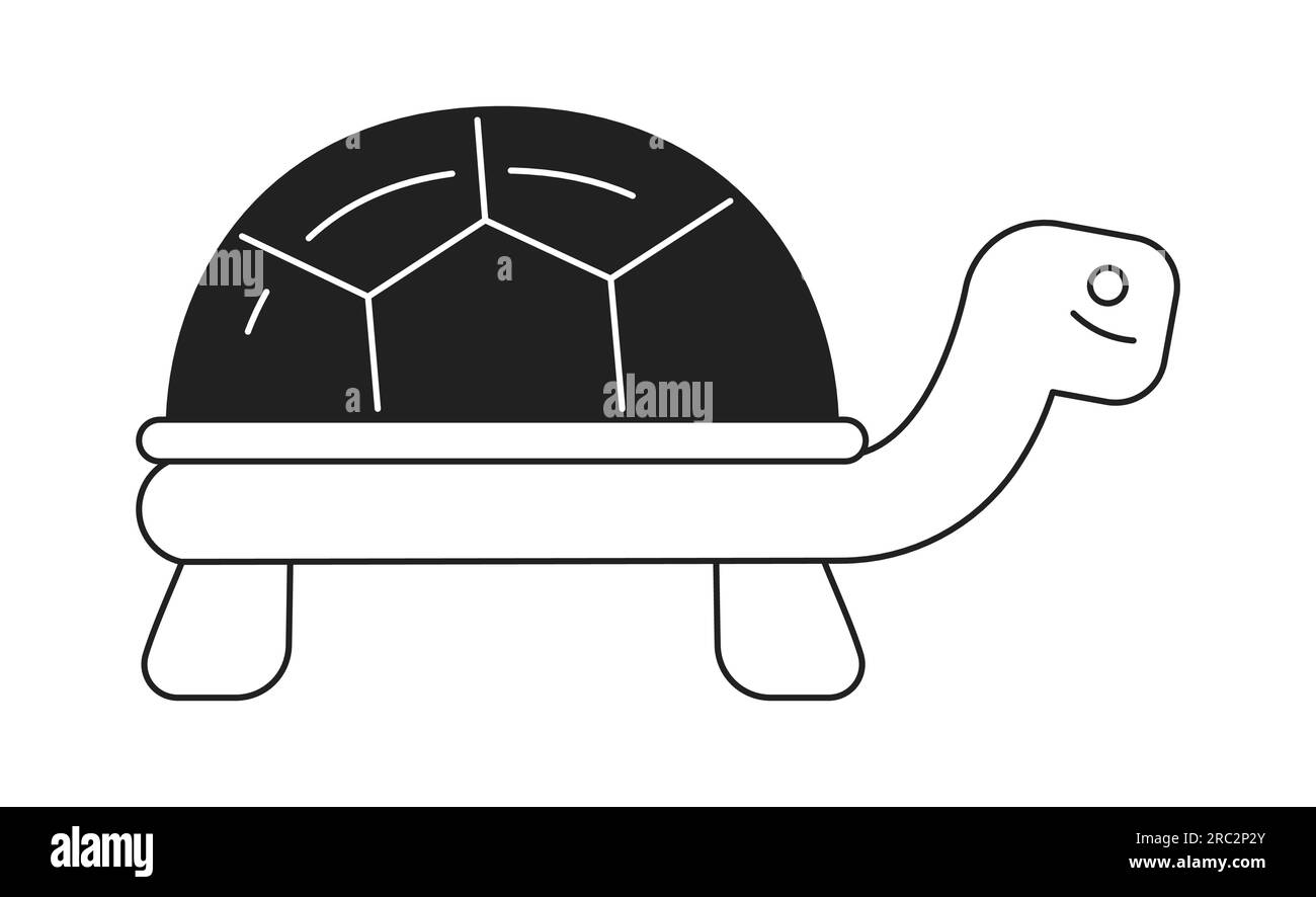 Cute old turtle moving slowly monochrome flat vector object Stock ...