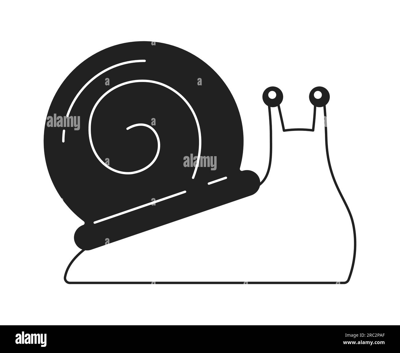 Snail with big golden spiral shell monochrome flat vector object Stock ...