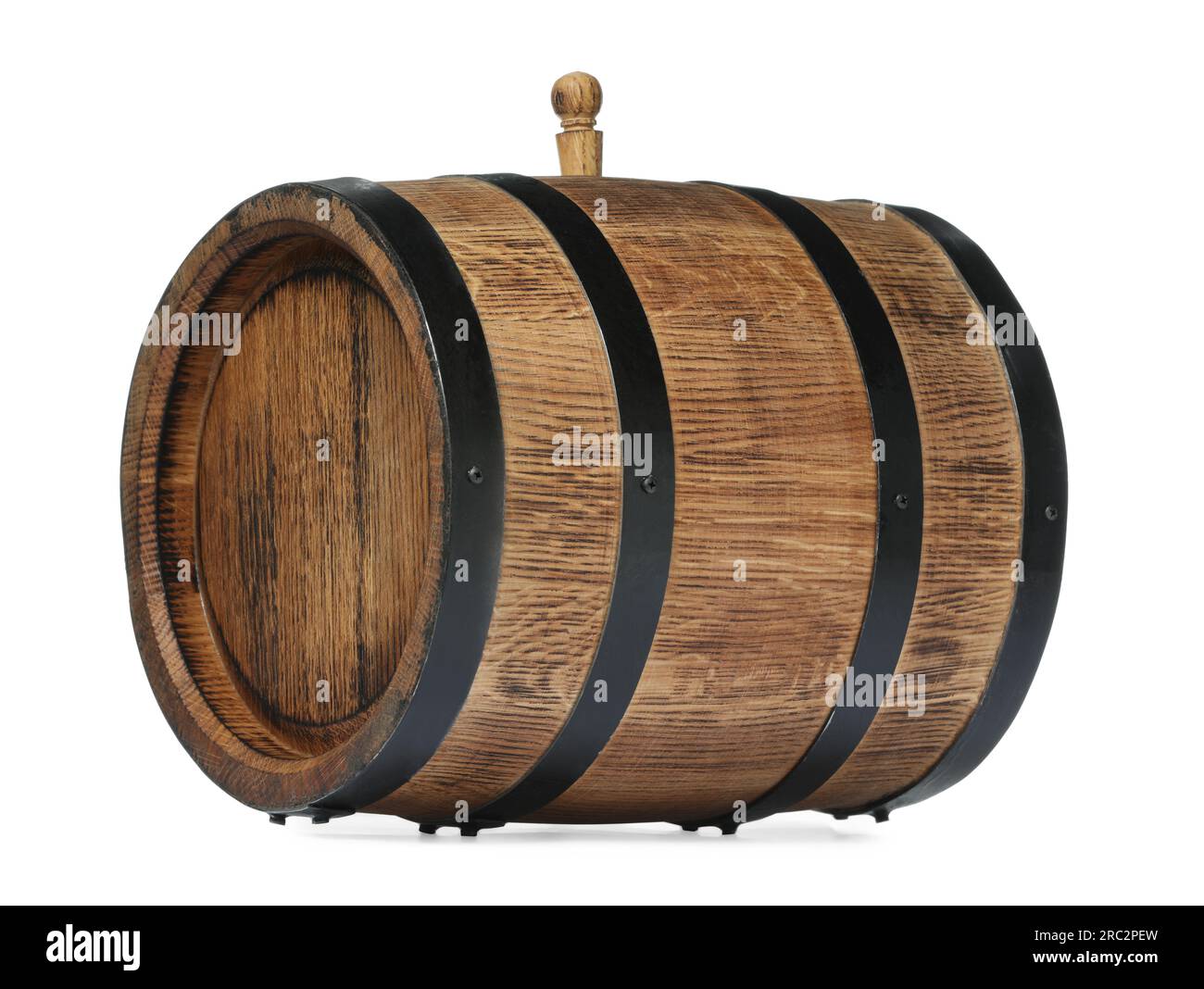 One traditional wooden barrel isolated on white Stock Photo - Alamy