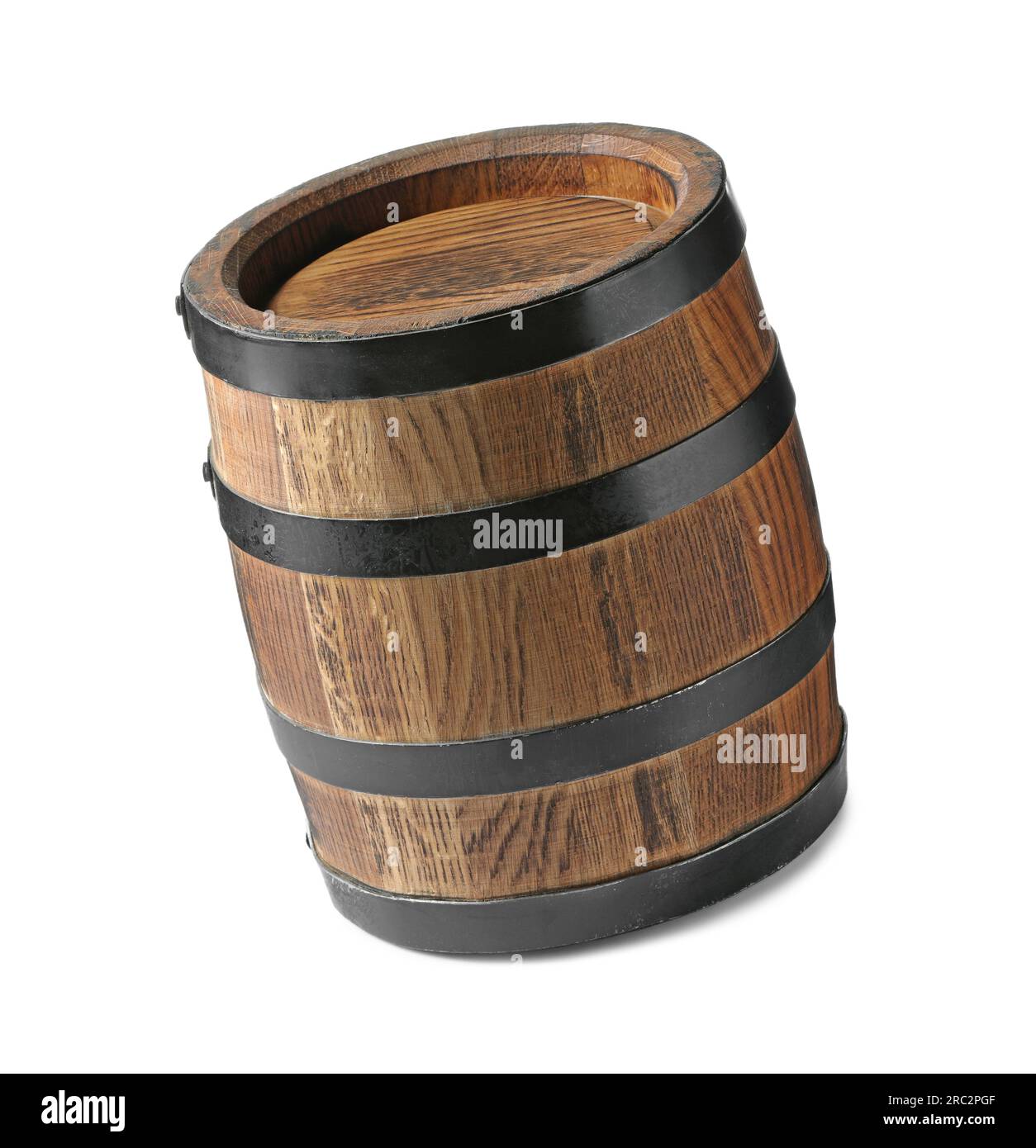 One traditional wooden barrel isolated on white Stock Photo - Alamy