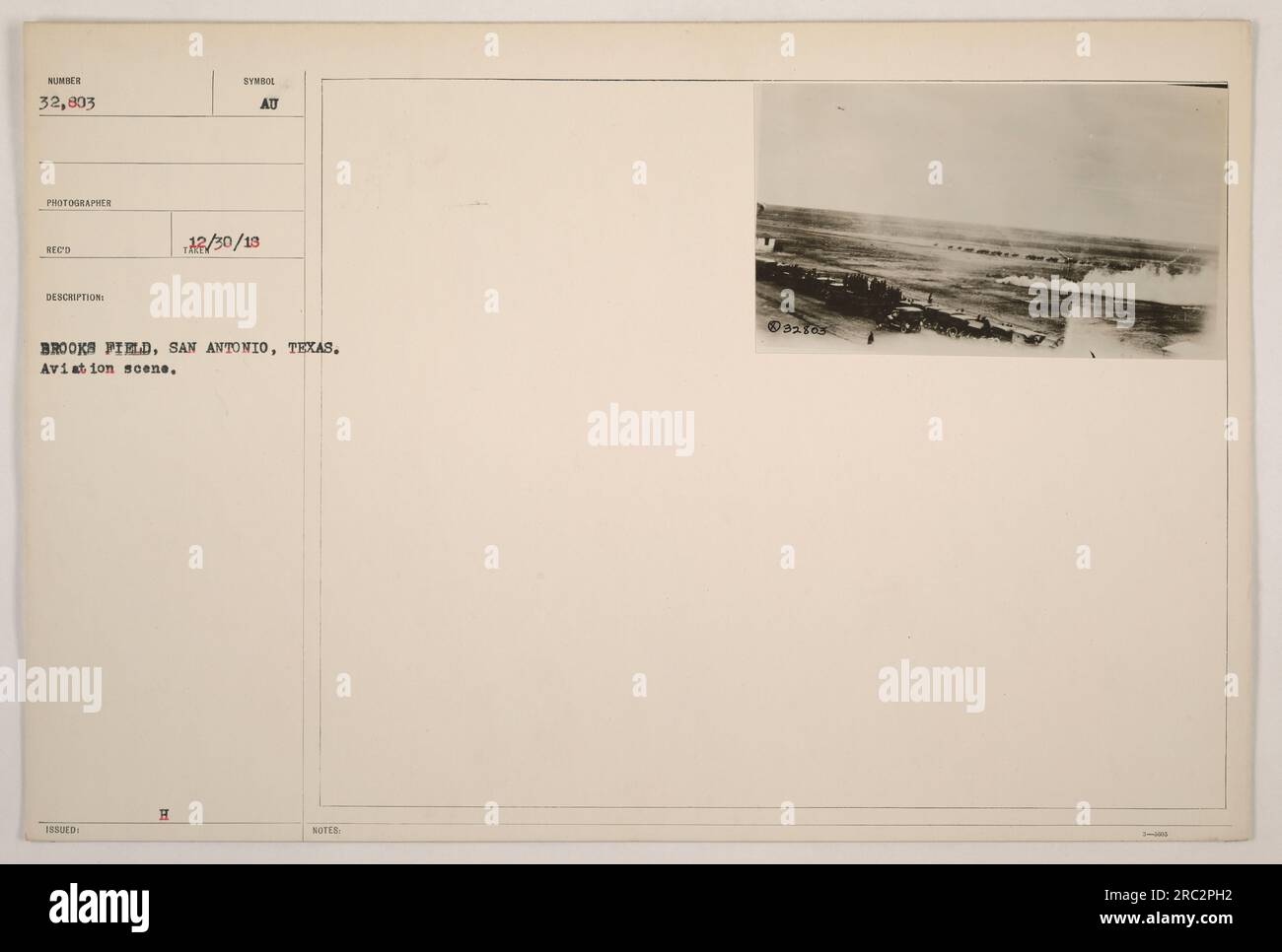 An aviation scene photographed at Brooks Field in San Antonio, Texas ...