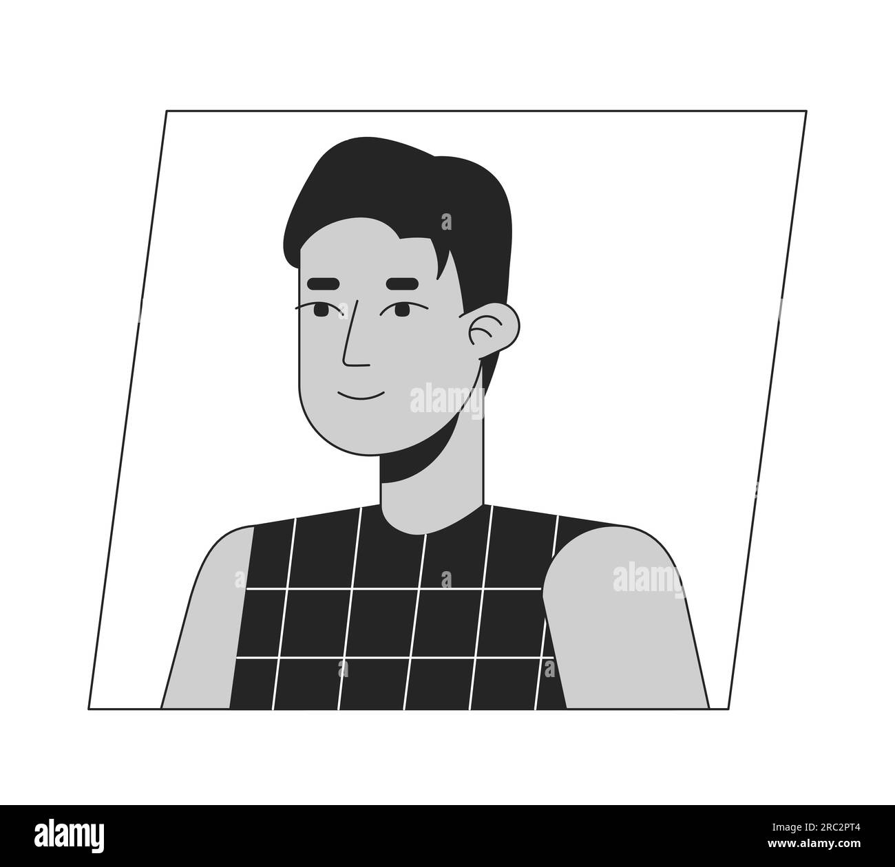 Handsome young adult man black white cartoon avatar icon Stock Vector ...