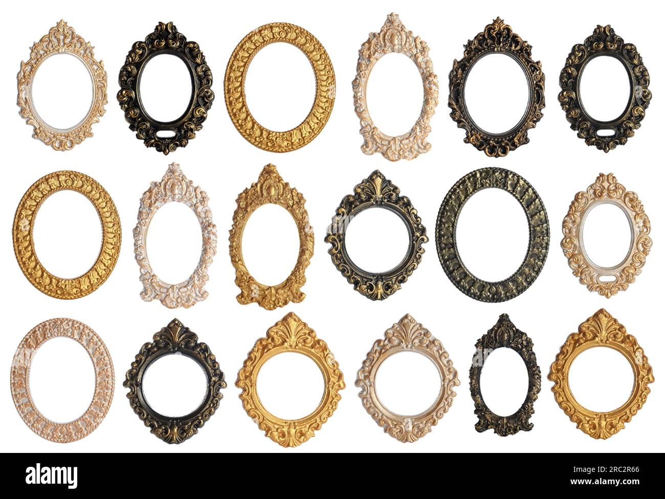 Set of different old fashioned frames on white background Stock Photo ...