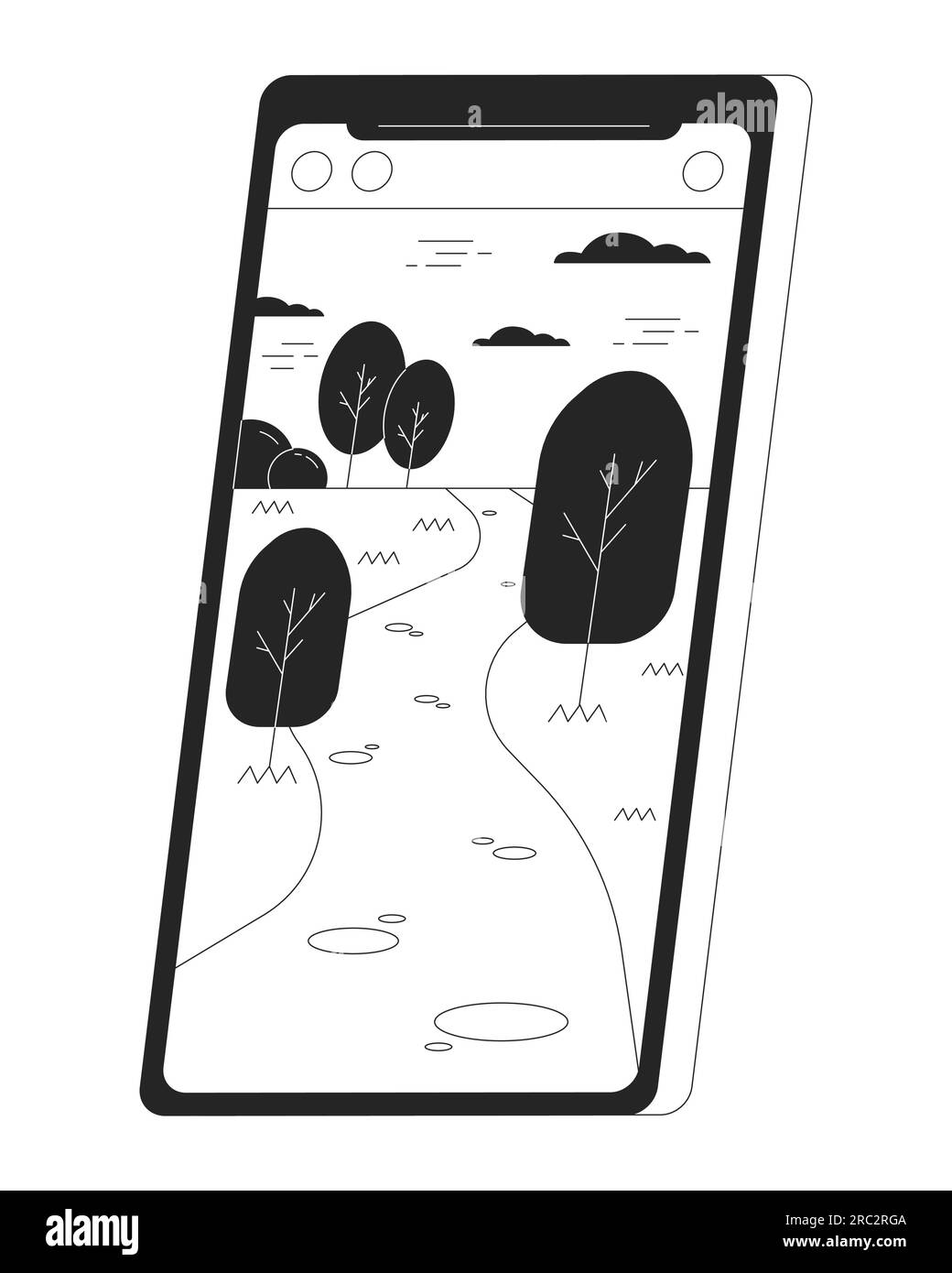 Mobile phone landscape flat monochrome isolated vector object Stock ...