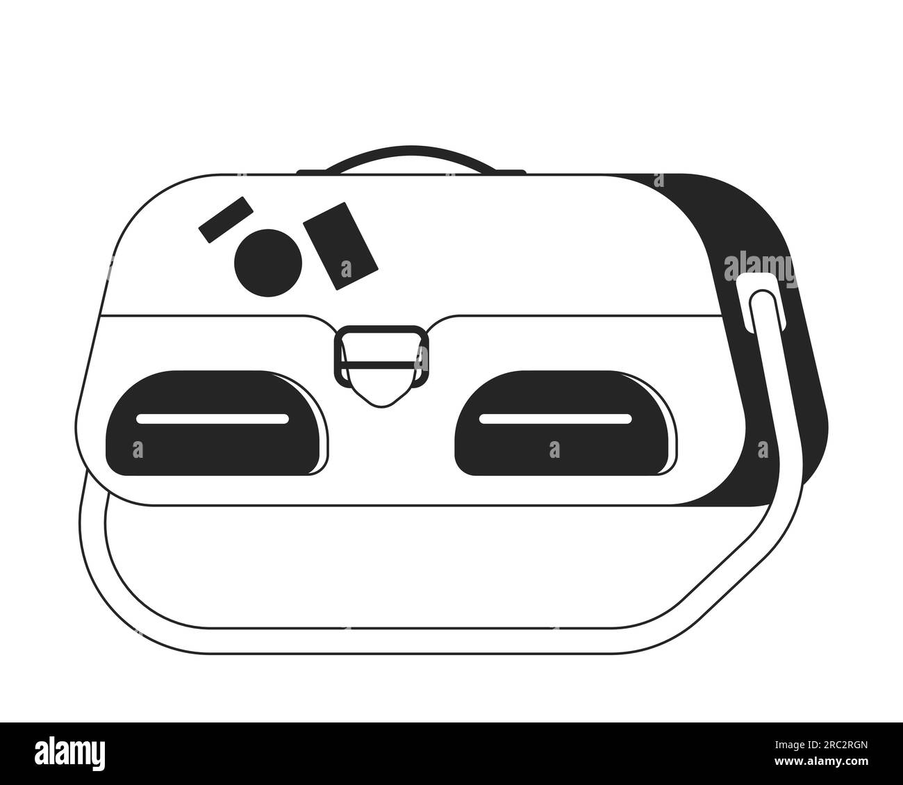 Travel Handbag Flat Monochrome Isolated Vector Object Stock Vector