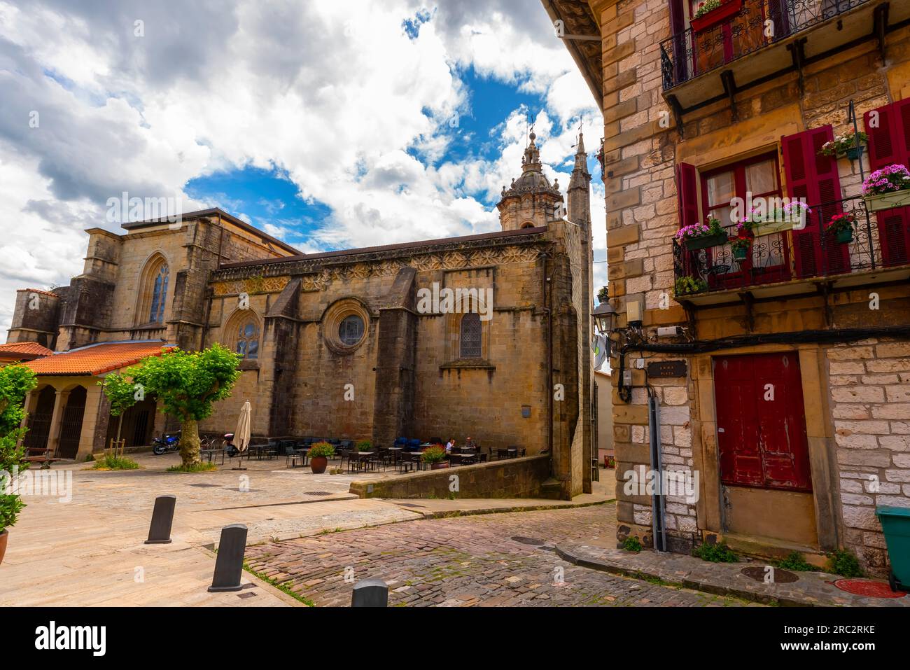 Picturesque half-timbered houses and architecture of Hondarribia old ...