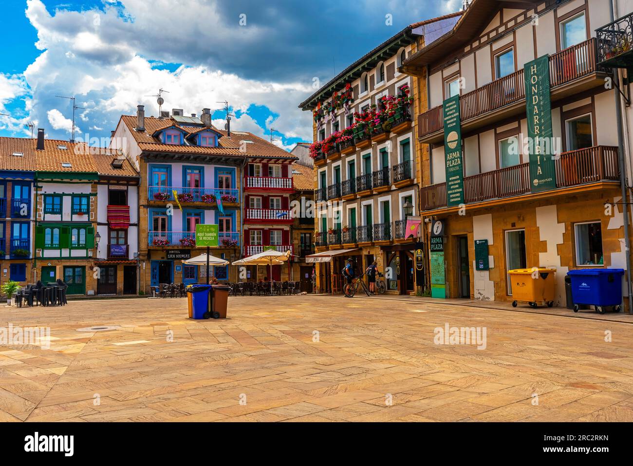 Picturesque half-timbered houses and architecture of Hondarribia old ...