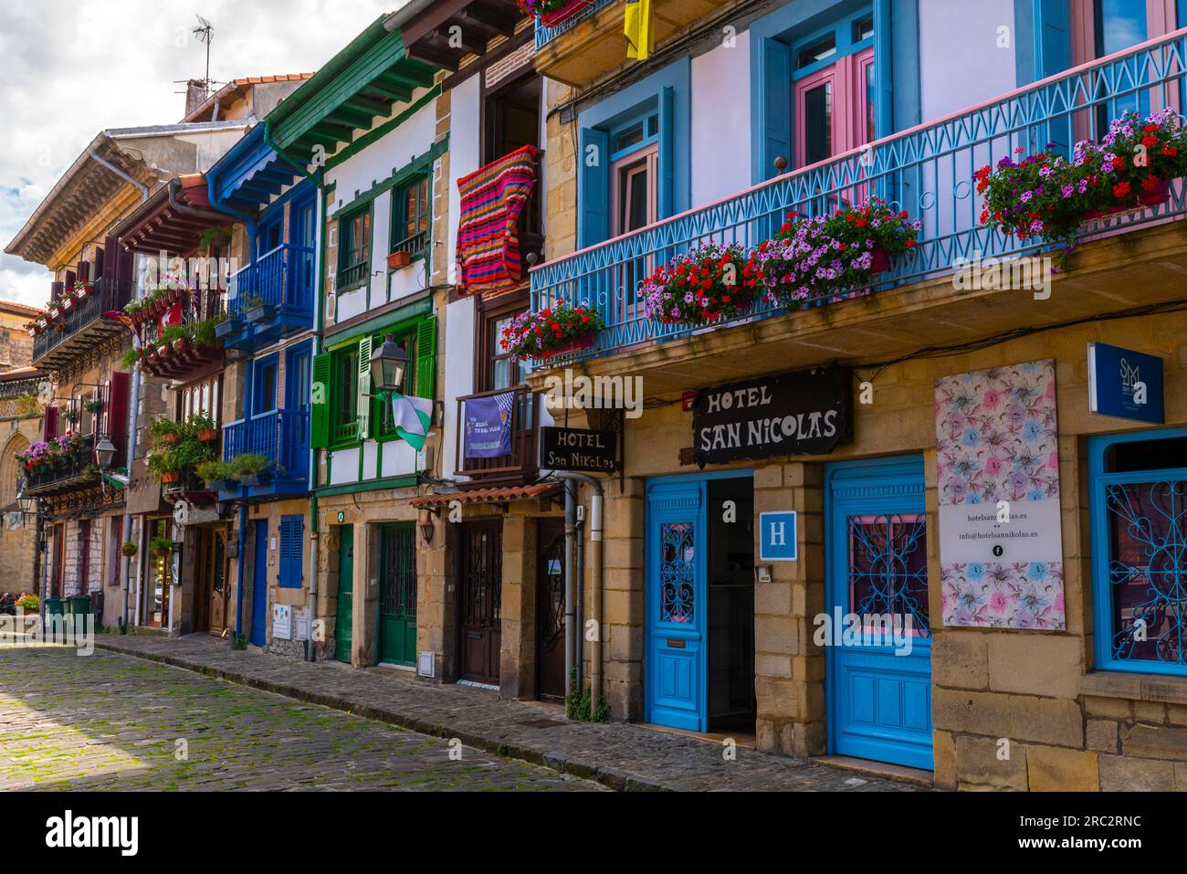 Picturesque half-timbered houses and architecture of Hondarribia old ...