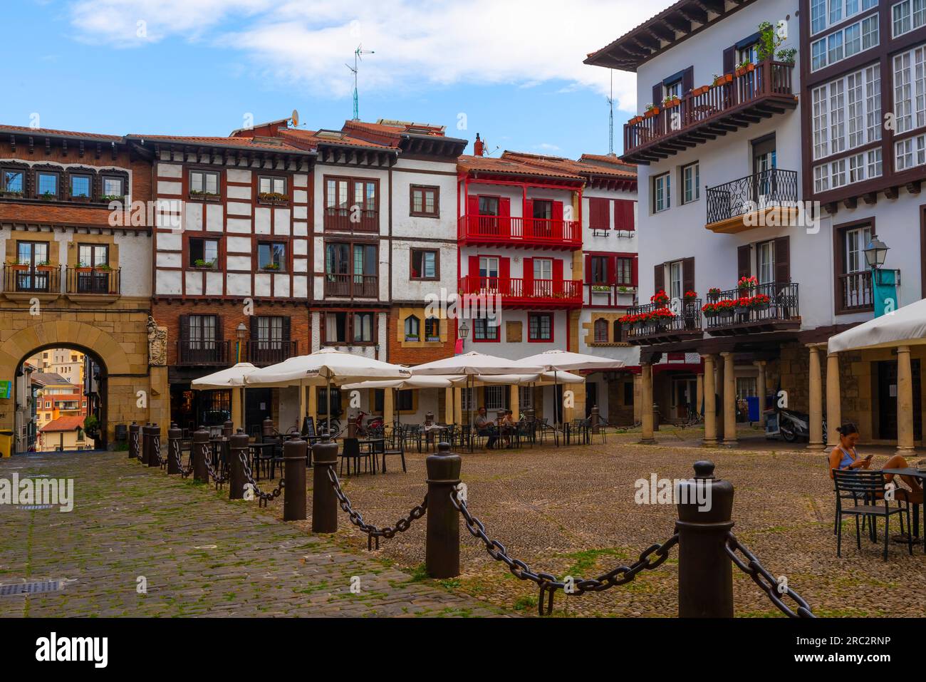 Picturesque half-timbered houses and architecture of Hondarribia old ...