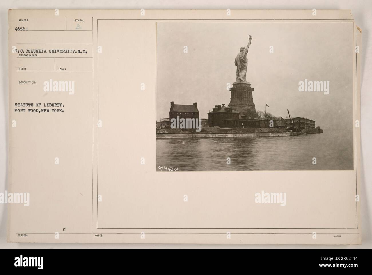 Photograph of the Statue of Liberty at Fort Wood with the serial number ...