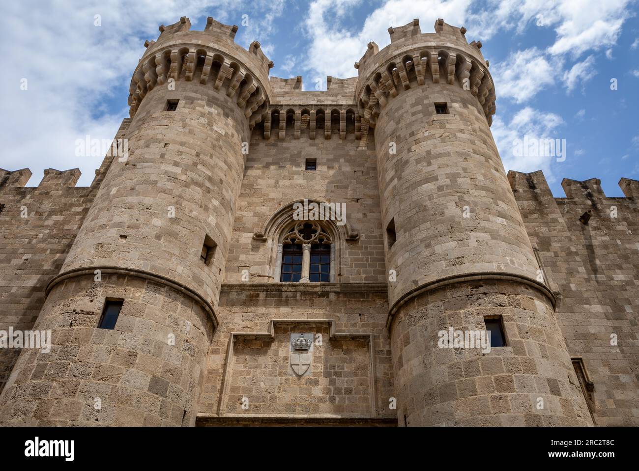 Rhodes, Greece - May 27, 2023: Entrance gate to the Palace of the Grand ...