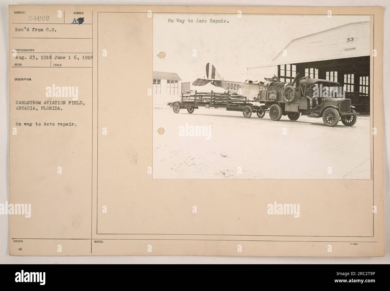 Soldiers transporting an aircraft for repair at Carlstrom Aviation ...