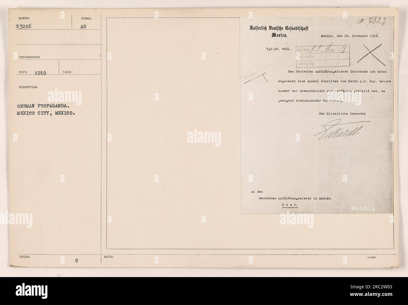 German propaganda being distributed in Mexico City in 1919. The ...