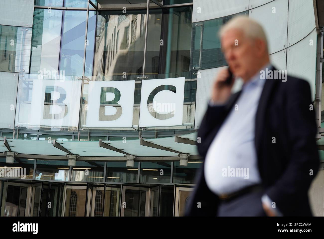 Signage outside BBC Broadcasting house, in central London, after a male ...