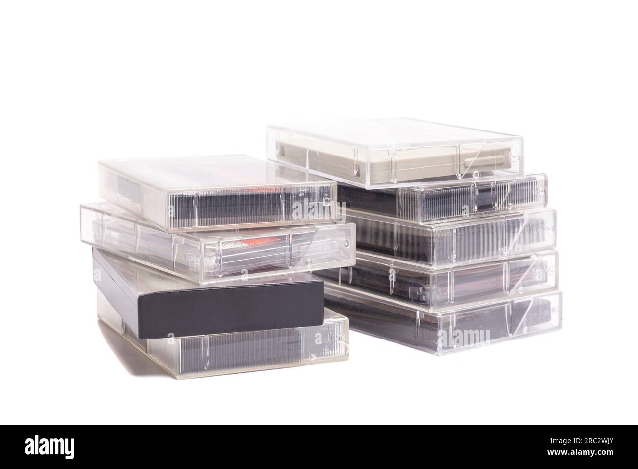 Stack of vintage audio cassettes isolated on white Stock Photo - Alamy