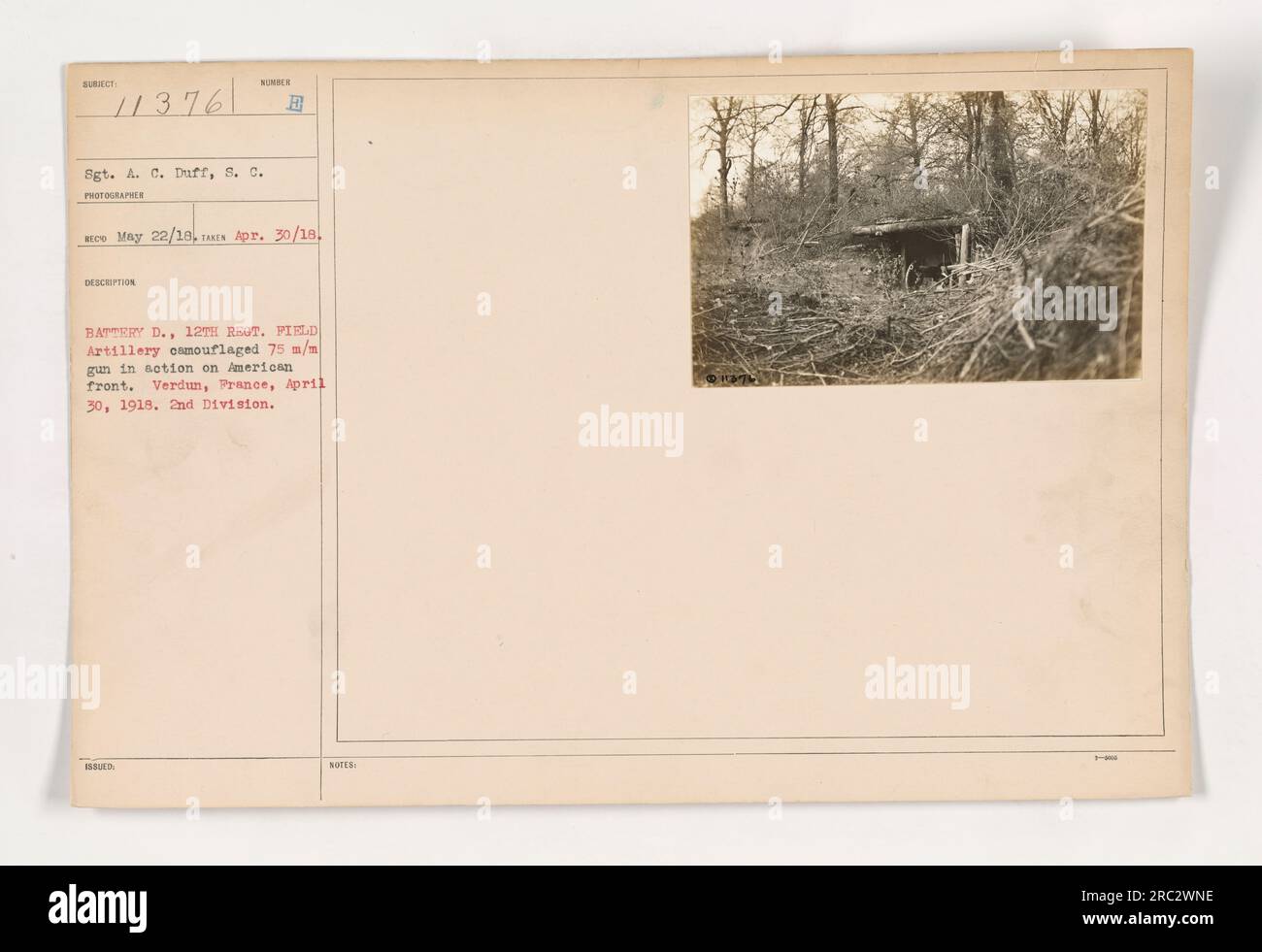 Sergeant A. C. Duff from B Battery, 12th Regiment, Field Artillery, is ...