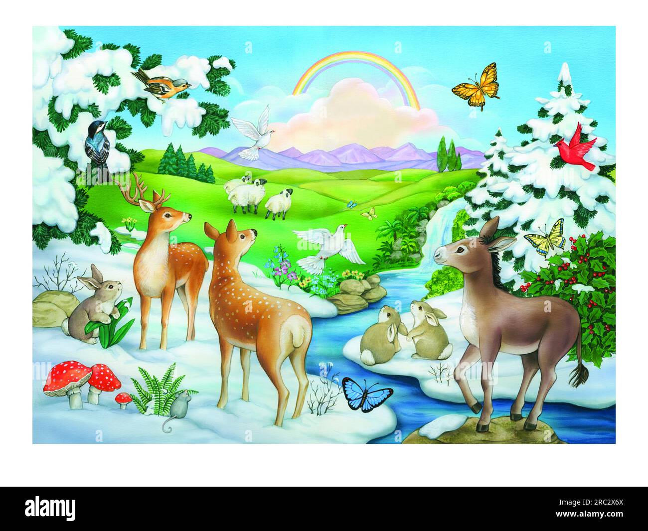 Animals & Nature-Idyllic utopian scene with animals through the ...
