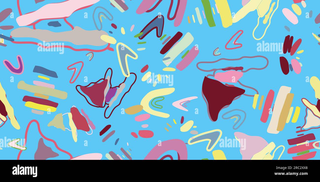 Hand drawn abstract shapes seamless pattern. Flat cartoon background ...
